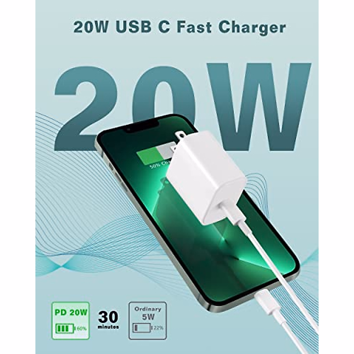 iPhone 13 12 Fast Charger [Apple MFi Certified], TIKALONG 2X 10FT Long USB C Lightning Charging Cable with 20W Wall Block for 13/13 Pro/13 Pro Max/12/SE/11/XS/XR/X/8 Plus, iPad, CA-43T