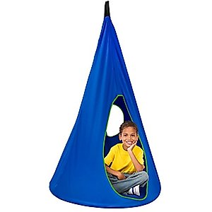 Sorbus Kids Nest Swing Chair Nook – Hanging Seat Hammock for Indoor Outdoor Use – Great for Children, (33 Inch, Nest Blue)