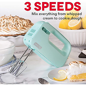 Dash SmartStore™ Compact Hand Mixer Electric for Whipping + Mixing Cookies, Brownies, Cakes, Dough, Batters, Meringues & More, 3 Speed, 150-Watt - Aqua