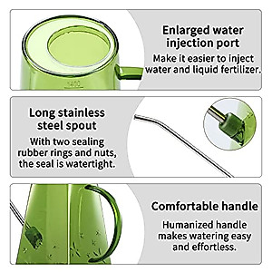 Watering Can, Goowin Watering Can Indoor Plants, Long Spout 47 oz Small Watering Can for Indoor with Bonus 16 oz Spray Bottle & 8.5 oz Squeeze Bottle, Green
