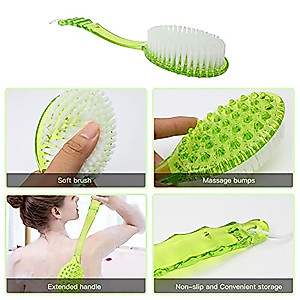 YEEPSYS Bath Brush with Bristles 1 PC Long Handle for Exfoliating Back, Body, and Feet, Bath and Shower Scrubber