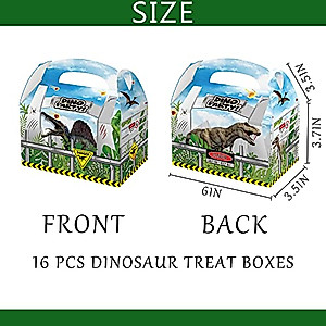 Animsco 16 Pack Dinosaur Treat Boxes Jurassic Dinosaur Park World Party Supplies Bag Boxes for Boys Kids Dinosaur Theme Birthday Party Favor Candy Goodies Gift Baby Shower Bags