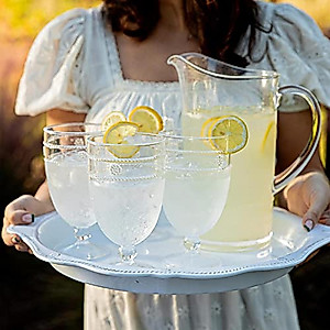 Juliska - Berry & Thread Melamine Platter - Whitewash, Melamine Platter - Unbreakable, White Melamine, Embossed Plate