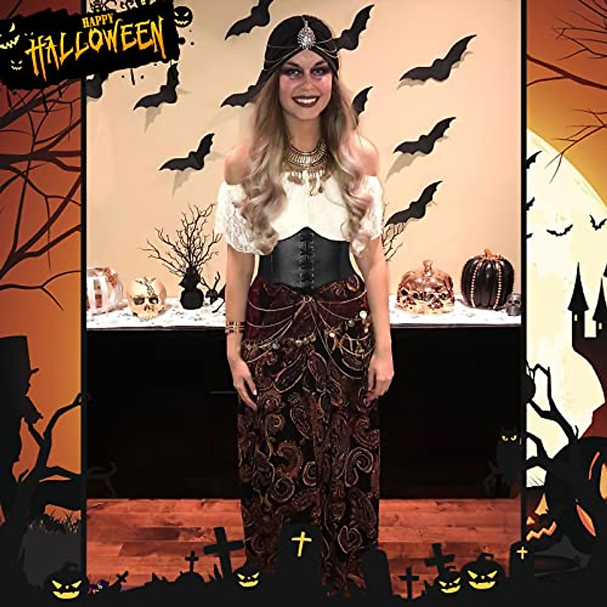 XZQTIVE Stretchy Corset Waist Belt for Women, Wide Elastic Tie Waspie Belt for Dresses 4.7inch