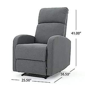 Christopher Knight Home Gaius Classic Fabric Recliner, Charcoal / Black