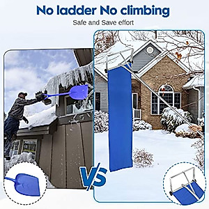 Snow Roof Rake 20FT, Roof Rake Snow Removal with 7 Section Pole, Snow Rake Aluminum Frame Head Nylon Slide Roof Rakes for Snow 3-inch Wheels, Suitable for House & Vehicle, Garage, Durable & Light