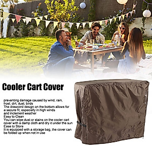 TOPINCN Rolling Cooler Cart Cover, Cooling Bins Kitchen Storage Waterproof Cart Cover Buffet Grill Table Cover Outdoor Dining Beverage Cart Cover Party Cooler Cover (Brown)