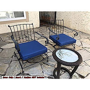 QQbed 2 Pack Outdoor Patio Chair Water-Resistant Cushion Pillow Seat Covers in Navy Blue Color 20"X18"X4" - Replacement Covers Only