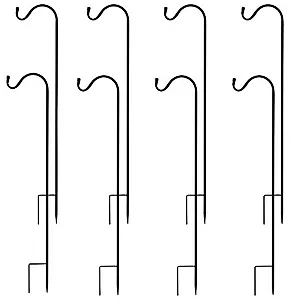 Urban Deco Heavy Duty Shepherds Hook, Adjustable Shepards Hooks for Outdoor, Premium Metal Shepherds Crook Garden Stakes 37” Inch Tall, Black Plant Hooks Pole - Pack of 8