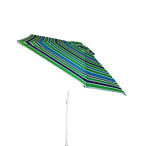 Sunspecs 6.5 feet Outdoor Patio Beach Garden Umbrella with Fat Pole Tilt Matching Carry Bag (GreenBlue stripes)