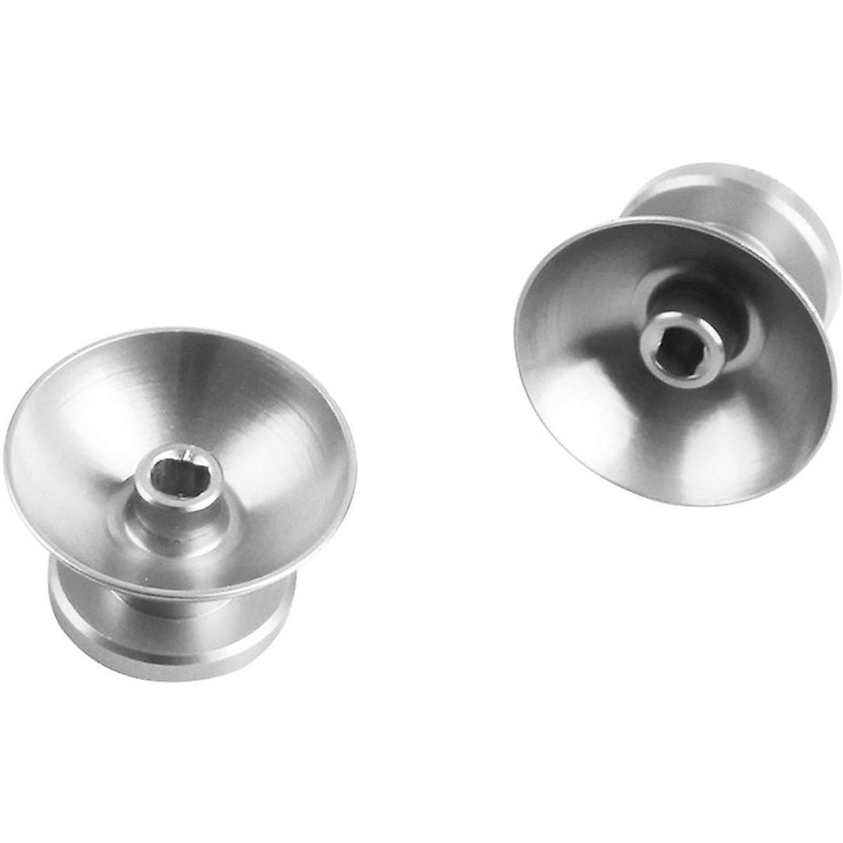 2PCS Aluminum Metal Analog Joystick Thumbstick Rocker Mushroom Caps Button for PS4 Xbox One Replacement (Silver)
