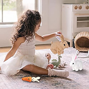 FESTIVALCOS Bunny Toys Interactive Toys Bunnies Can Walk and Talk, Easter Plush Stuffed Bunny Toy Walking Rabbit Educational Toys for Kids, Hopping Wiggle Ears Twitch Nose (Brown, with Carrot)