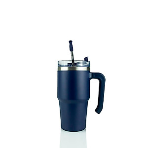 Hogg 20oz Grippy Tumbler with Removable Handle, Lid, and Stainless Steel Straw, DIY, Customizable, Double Wall Insulated Tumblers (Navy)