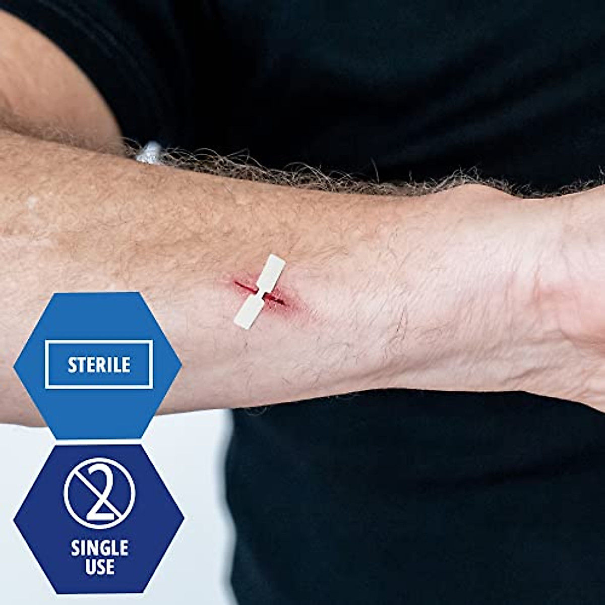 MED PRIDE Butterfly Wound Closures [Pack of 100 Butterfly Stitch Bandages]- Sterile Wound Closure Strips with Non-Stick Pad & Hypoallergenic Adhesive- Rubber/Latex Free for Cuts & Injuries