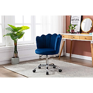 KUIKUI Modern Shell Chair for Living Room Bedroom, Blue Leisure Office Chair