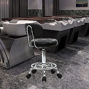 Henf Multi-Purpose Salon Massage Stool with Back Cushion and Wheels Rolling Adjustable Hydraulic Office Drafting Chairs Facial Spa Tattoo Stools Chairs,Black