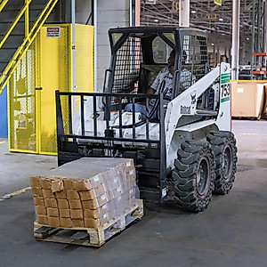 Titan Attachments Standard Series Adjustable Hydraulic Sliding Skid Steer Pallet Fork Frame, 4,000 LB Capacity, Adjusts 8in to 40in Hydraulically, Side Steps for Easy Entry, Quick Tach Mounting System