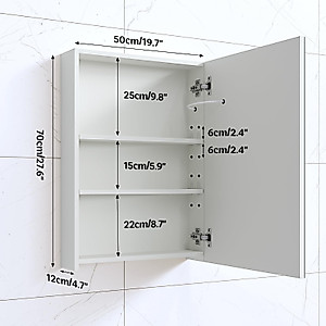 LALAHOO Medicine Cabinets for Bathroom,Medicine Cabinet Mirror,Lighted Medicine Cabinet with LED Lights,Adjustable Shelf, 3-Color, Dimmer,Defogger,20"x28"