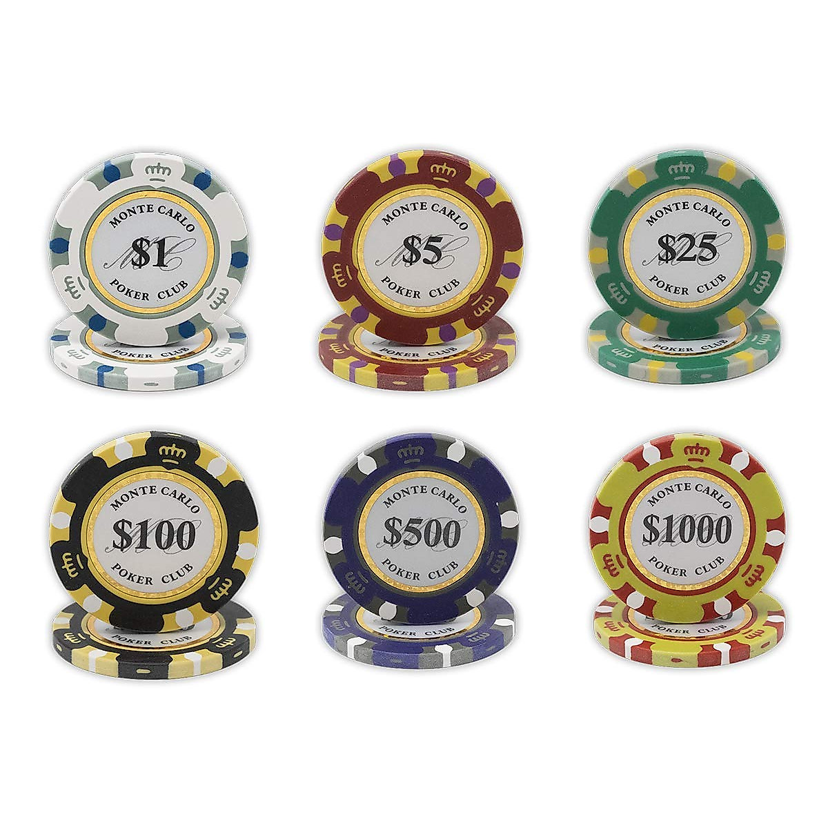 DA VINCI Monte Carlo Poker Club Set of 500 14 Gram 3 Tone Chips with Upgraded Aluminum Case, 2 Decks of Plastic Playing Cards, 2 Cut Cards, Dealer and Blind Buttons