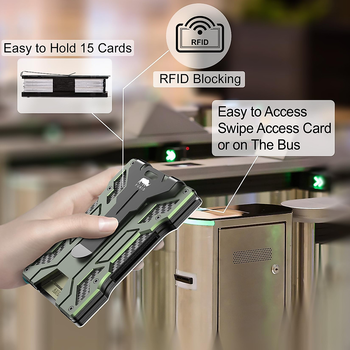 furid Metal Wallet for Men Slim: Tactical Wallet - Minimalist Wallet Rfid Card Holder - Money Clip Wallet for Men Thin