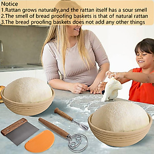 GUXVNE 16PCS Bread Proofing Basket Kit,9 In Round Sourdough Proofing Basket,Proofing Set,Sourdough Bread Baking Supplies with Dough Whisk,Linen Liner,Dough Scraper,Bread Lame,Silicone Bread Sling