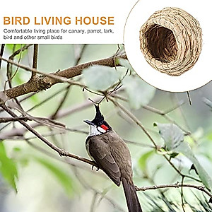 Cabilock 6pcs Straw Bird Cage Nest Grass Hut Woven Birdhouse for Parakeets Hideaway Cockatiels Finch Canary Resting Breeding Shelter