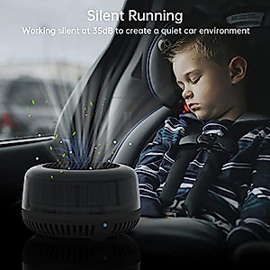 Small Air Purifier, QUEENTY Car Air Purifier Ionizer with True H13 HEPA Filter, USB Quiet Desktop Air Purifiers for Bedroom,Car, Small Room, Pets (Black)