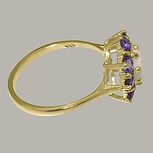 LetsBuyGold 9k Yellow Gold Natural Opal & Amethyst Womens Statement Ring - Size 9