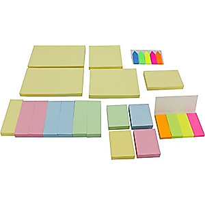 4A Sticky Notes Value Pack,Assorted The Most Commonly Used Sizes In One PP Box,Self-Stick Notes,18 Pads/Box,1900 Sheets Total,4A 4012