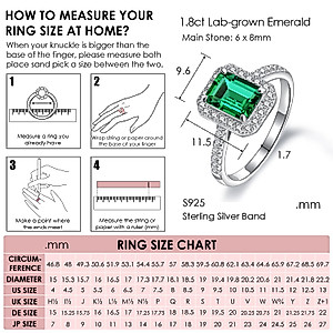 Michooyel S925 1.8ct Lab-grown Emerald Ring Halo Diamond Bands Engagement Ring Wedding Ring Sterling Silver Cubic Zirconia Fine Jewelry For Women