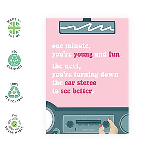 CENTRAL 23 Aunt Birthday Card - One Minute You're Young And Fun - Cheeky Greeting Cards For Mom Wife Best Friends Sister - Funny Gifts For Women - Retirement Card - Comes With Stickers