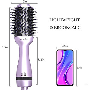 Hair Dryer Brush,Hot Air Brush, Blow Dryer bruch,One Step Hair Dryer and Volumizer with Salon Negative Ionic for Straightening, Professional Brush Hair Dryers for Men and Women (Purple