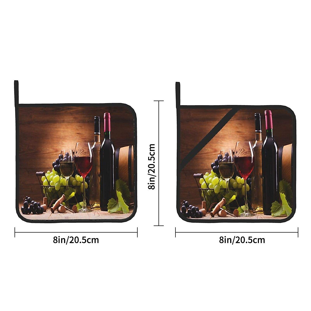 Mount Hour Potholders, Vintage Grapes Baking Pot Holder for Cooking BBQ, 2-Piece Set