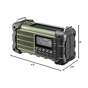 Sangean MMR-99 AM/FM-RBDS/Bluetooth/AUX/Weather/Multi-Powered Digital Tuning Emergency Radio, Forest Green