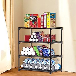 scopbinsa 4-Tier Small Shoe Rack, Stackable Nonwoven Shoe Storage Organizer Metal Shoe Shelf for Entryway, Hallway, cabinet and Closet (4 black)