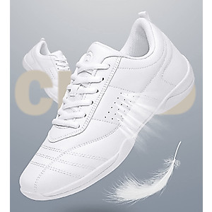 kkdom Adult & Youth White Cheerleading Shoes Athletic Dance Sport Training Shoes Competition Tennis Sneakers Cheer Shoes White US Size 8/EU Size 40