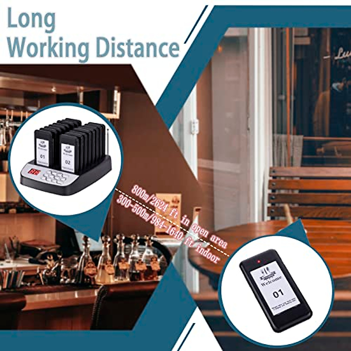 YYCALLING Restaurant Pager,Pagers for Restaurants 16 Guest Pagers,Buzzers Social Distancing, 98 Chanels with Vibration, Flashing and Buzzer for Truck