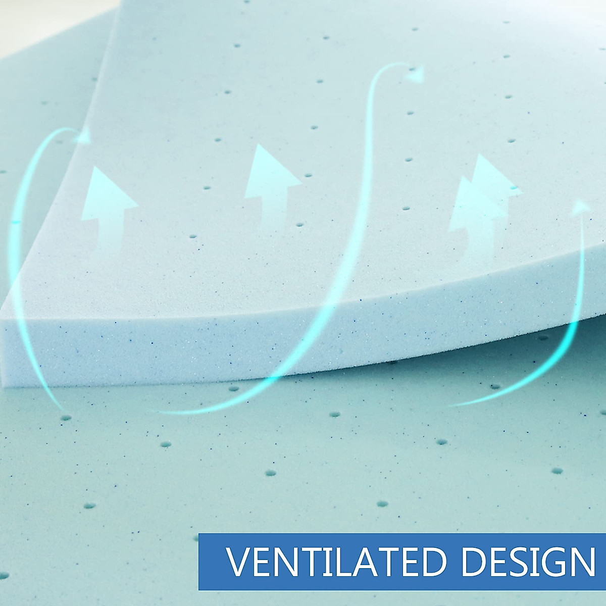 IULULU Mattress Topper - 3 Inch Gel Memory Foam Mattress Topper for King Size Bed, Blue