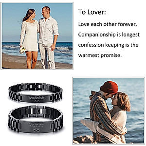 VNOX Personalized Engraved Love Quote Link Bracelet from Wife Anniversary Birthday Gifts to Lover Boyfriend Husband,Adjustable (A pair-for HIm&Her-I'll Always Be with You.)