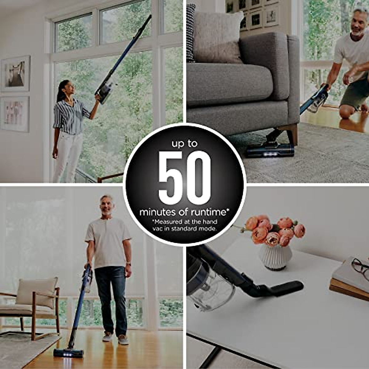 Shark IZ363HT Anti-Allergen Pet Power Cordless Stick Vacuum Self-Cleaning Brusholl, PowerFins, Crevice Tool, Dusting Brush, Pet Multi-Tool & Anti-Allergen Dusting Brush, 50min Runtime, Blue