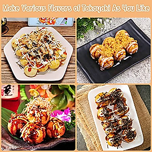 FineMade Takoyaki Maker Pan with Temperature Control, Tools and Recipes, Make 18 Japanese Octopus Balls at once, Easy to Use and Store