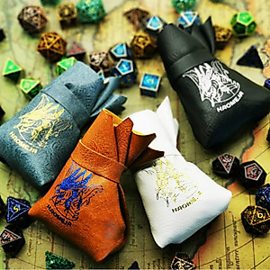 HAOMEJA DND Dice Tray Bag & Tray with Button Role Playing Dice Bag Leather dice Bag Jewelry Coin & Small Accessories Bag Storage Bag (Black)