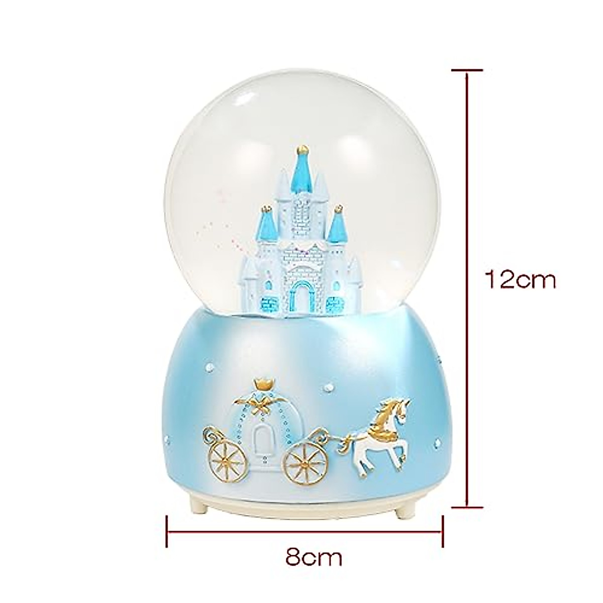 Snow Globe Castle Crystal Ball Automatic Snowfall Musical Rotating Crystal Ball with 7 Color Changing Lights Music Box Castle for Girls Boys Xmas Santa