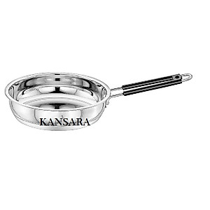 Kansara Stainless Steel Frying Pan Tri-Ply Steel Skillet Cookware for Kitchen Restaurant Deep Frying Pan Large Wok Professional Grade Pan-Composite Pan Cooking Frying Pan (Silver) (8.5 Inch Fry Pan)