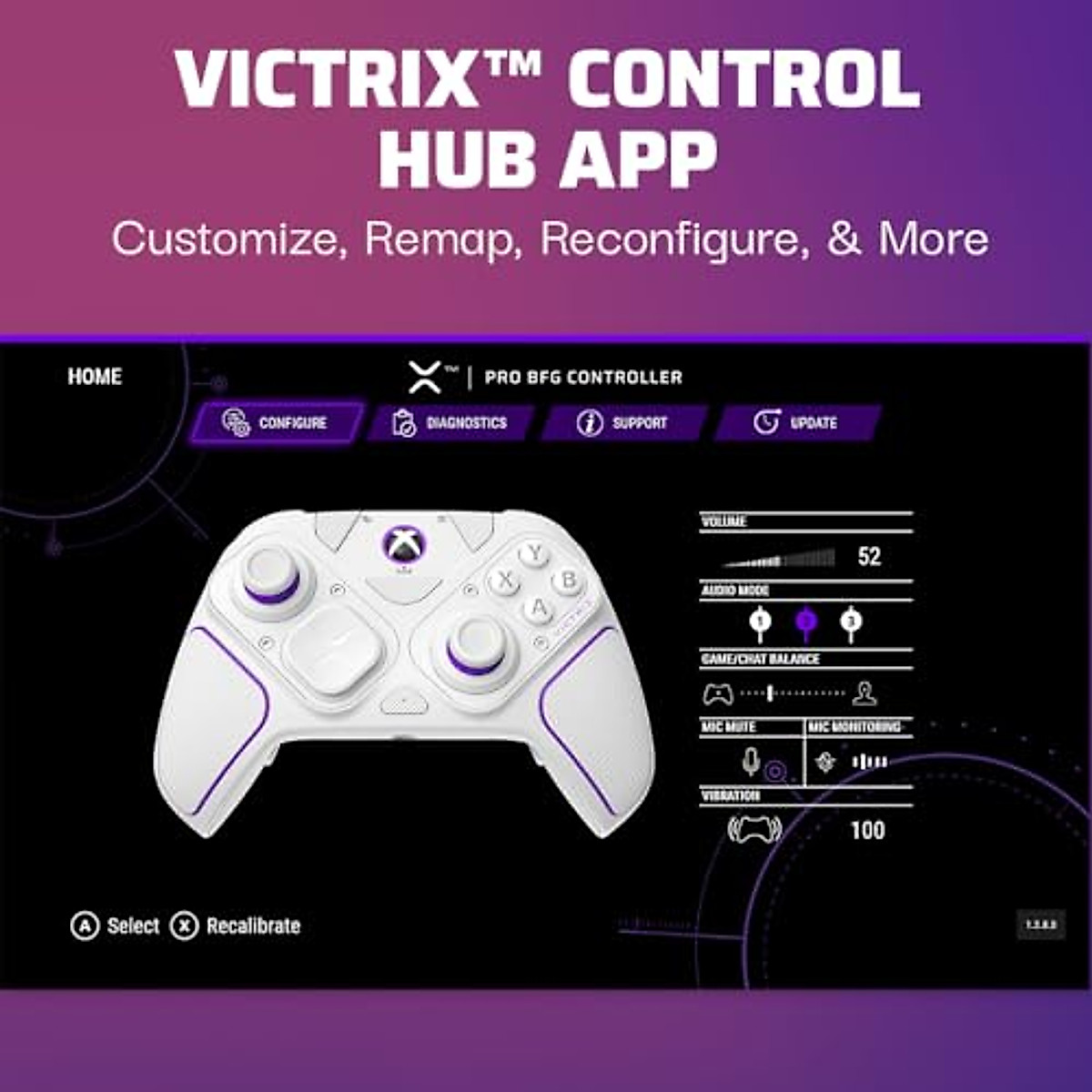 PDP Victrix Pro BFG Wireless Gaming Controller for Xbox Series X|Series S, Xbox One, and Windows 10/11, Dolby Atmos Audio, Remappable Buttons, Customizable Triggers/Paddles/D-Pad, PC App, White