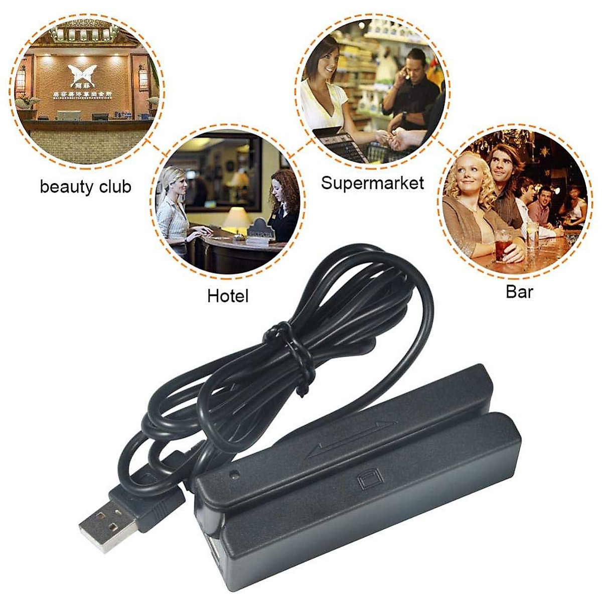 Zerone USB Mini Magstripe Reader Encoder Mag Strip Card Credit Card Hi-Co Swiper 3 Tracks Bidirection Swipe with USB Keyborad Emulation Output