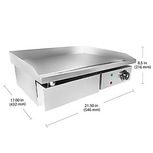 GorillaRock Flat Top Griddle | Teppanyaki Grill with Single Thermostat | Commercial Griddle | 21.50’ x 16.00’ | 110V