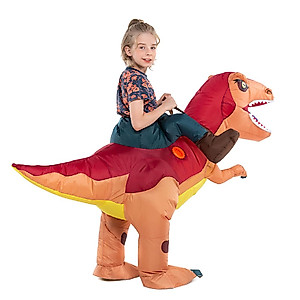 HSCTEK Inflatable Dinosaur Costume Kids for Boys Girls, Inflatable Blow Up Riding Dinosaur Trex Costume Children, Inflatable Ride On Dinosaur Halloween Costume Child
