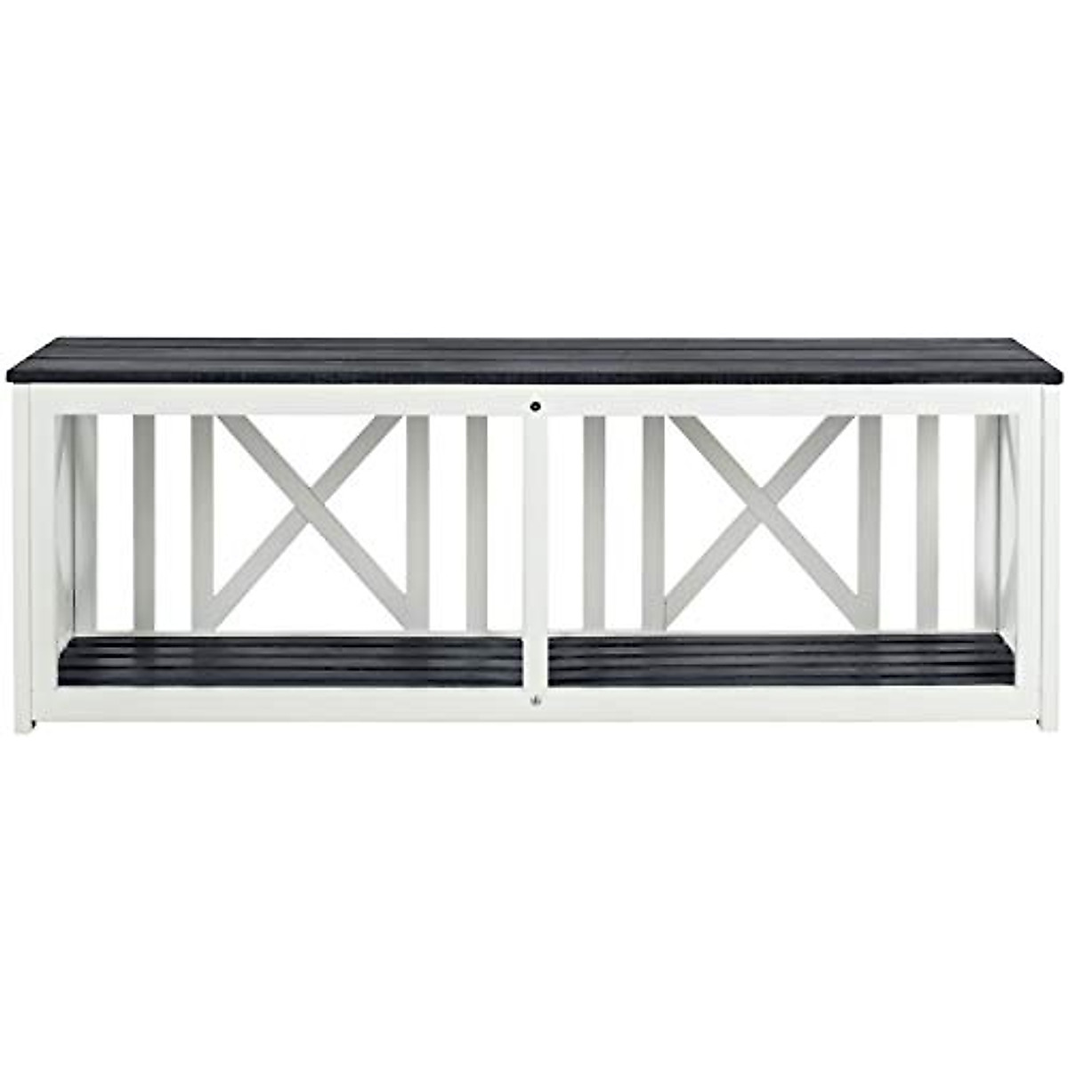 Safavieh FOX6706K Outdoor Collection Branco Grey Bench, 0, Dark Slate Gray/White