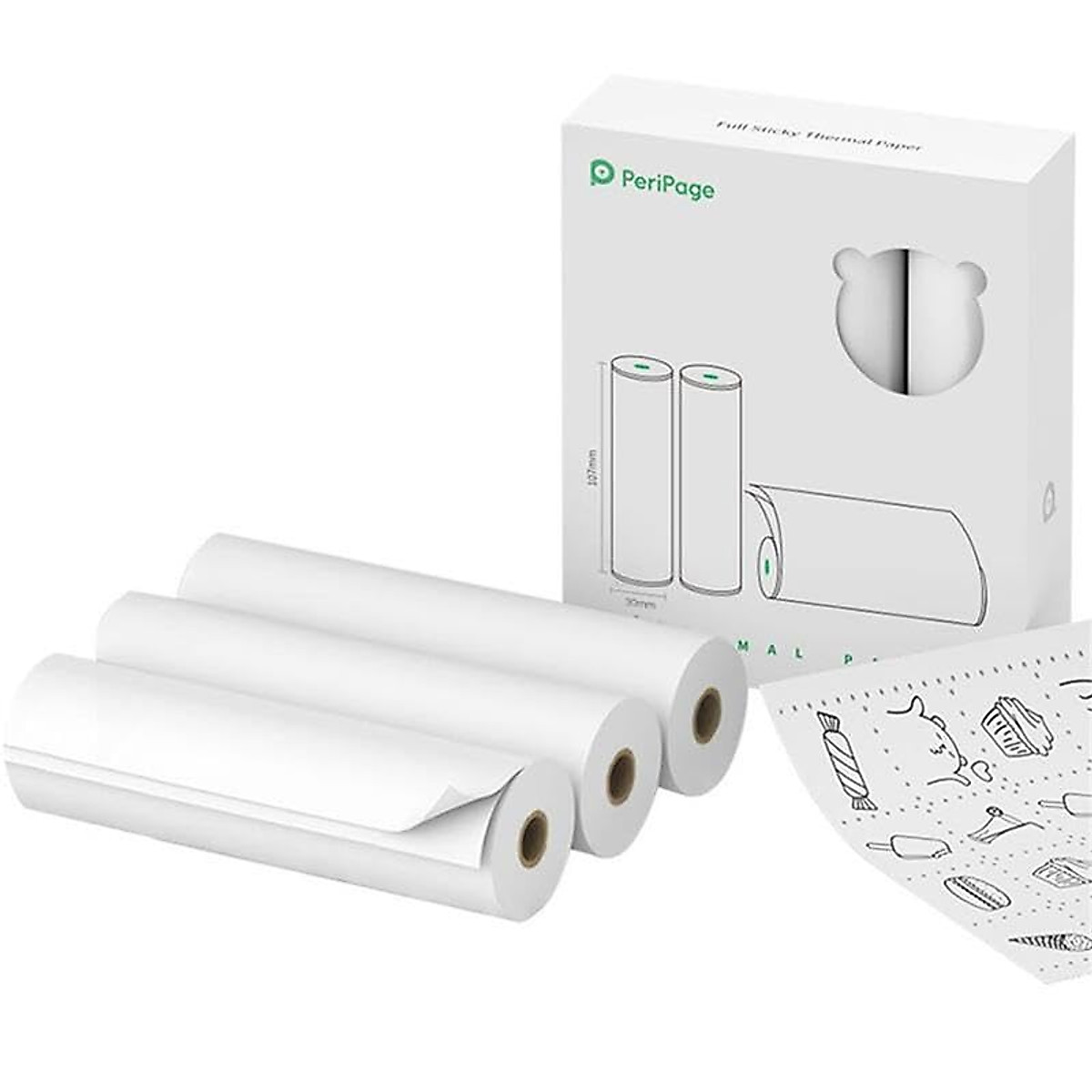 3Rolls / Box White Sticky Notes List Label Sticker Thermal Adhesive Photo Paper For Peripage A9 Max A9S Max Phomemo M04S / M04AS Mini Printer - 4 inch (107mm * 30mm)